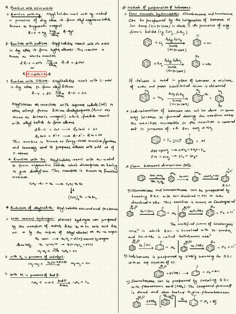 Alkyl Halide and Aryl Halide Theory | PDF | Chemistry | Unit Processes