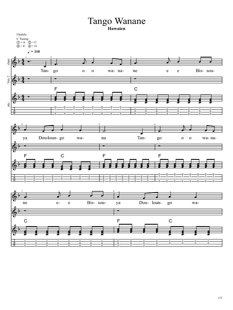 Tango Wanane Ukulele Voix | PDF