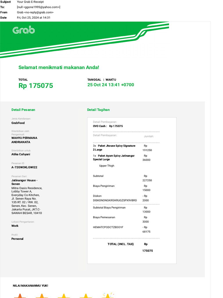 Yahoo Mail Document - Your Grab E-Receipt | PDF
