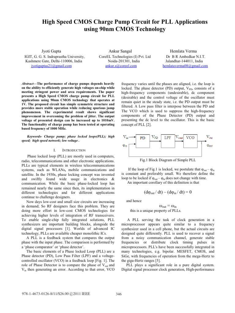 High Speed CMOS Charge Pump Circuit For PLL Applications Using 90nm ...