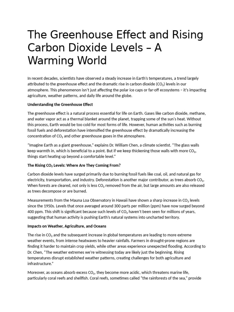 The Greenhouse Effect and Rising Carbon Dioxide Levels | PDF | Greenhouse Effect | Carbon ...