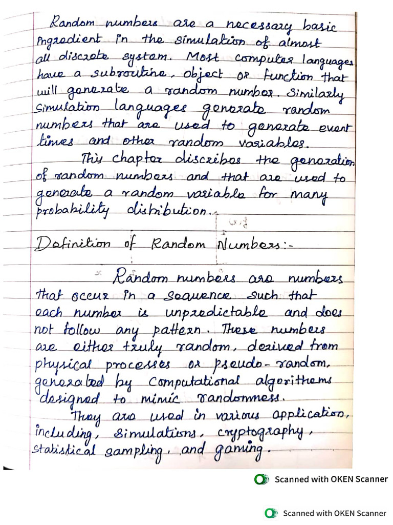 II BSC - UNIT 3 - Random Number Generation | PDF