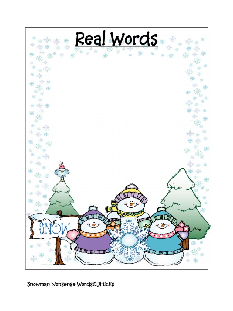 Snowman Nonsense Real Words | PDF