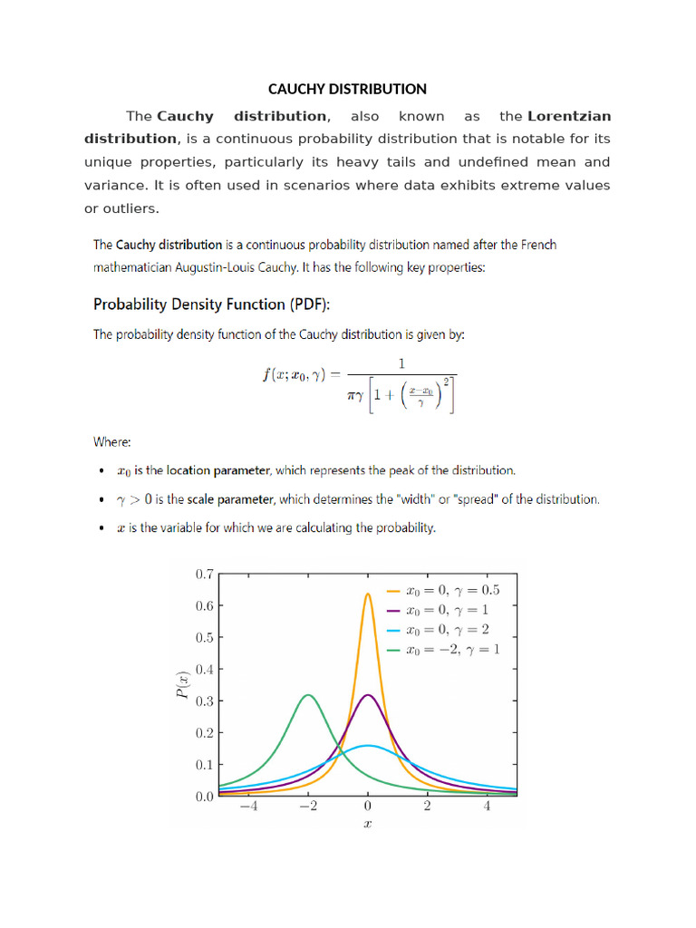 Notes - Cauchy Distribution | PDF | Outlier | Mean Notes - Cauchy Distribution | PDF | Outlier | Mean