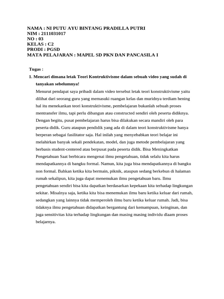 03 - Ni Putu Ayu Bintang Pradilla Putri Tugas Mapel PKN Dan Pancasila | PDF