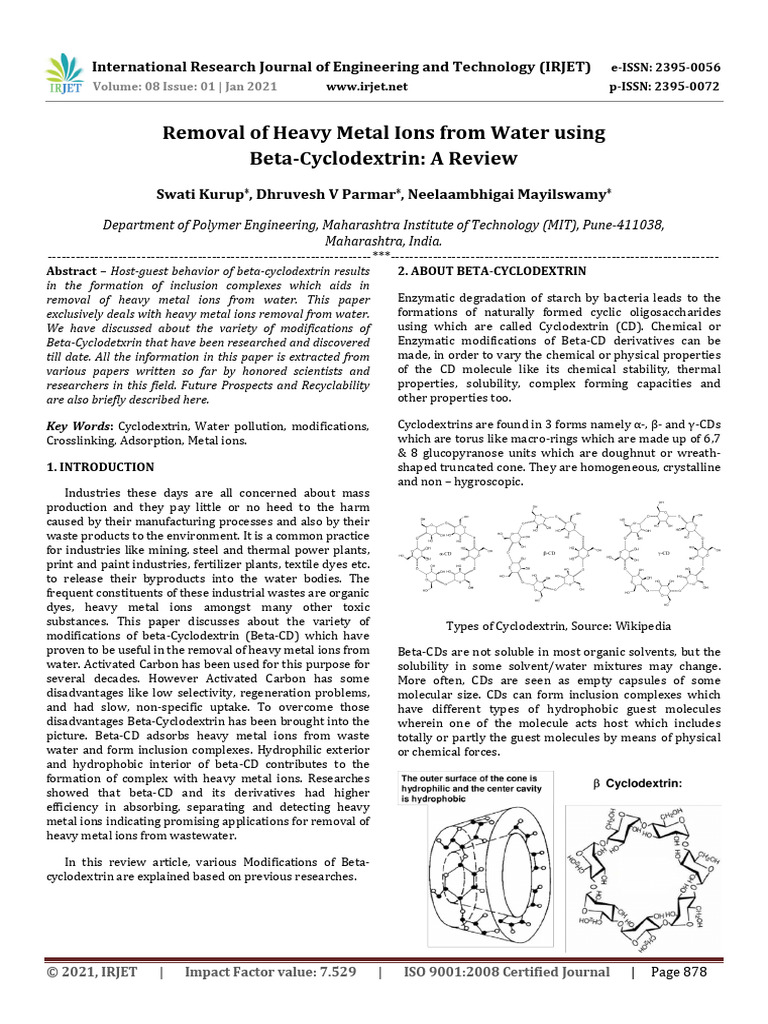 Metal Scavenging by Modified Beta CD - Review | PDF | Adsorption ...