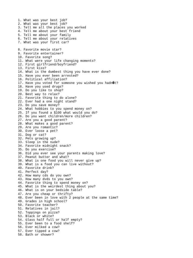 Asking Personal Questions | PDF