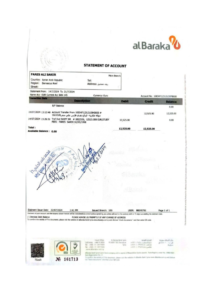 Statement of Account | PDF