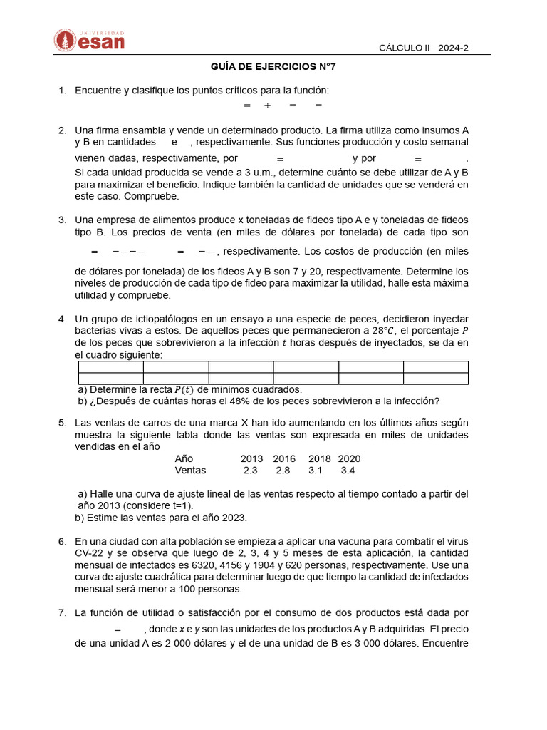 Guía de Ejercicios Semana 7 | PDF Guía de Ejercicios Semana 7 | PDF