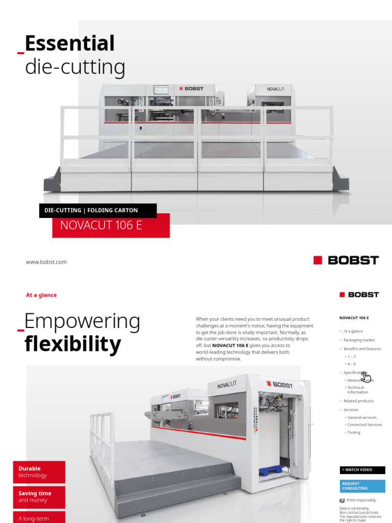 Bobst Novacut 106 e en 18.05.21 | PDF | Packaging And Labeling | User ...