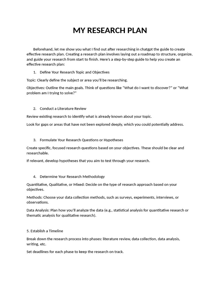 MY RESEARCH PLAN | PDF | Qualitative Research | Quantitative Research