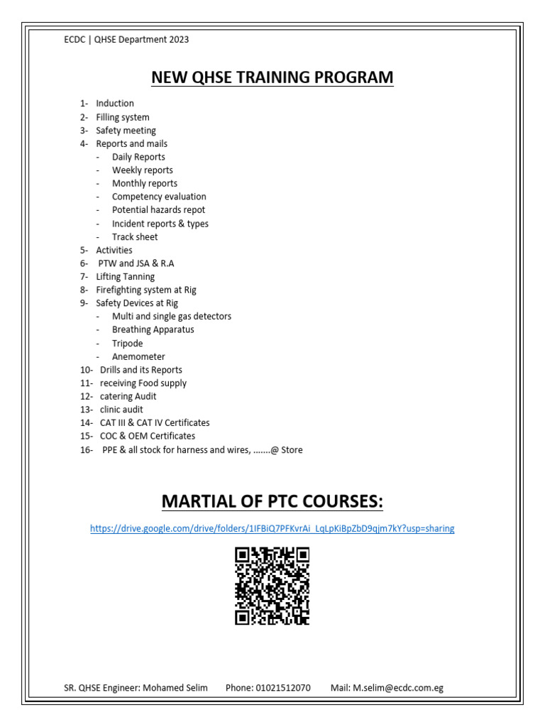 New Qhse Training Program | PDF | Working Conditions | Labor Relations