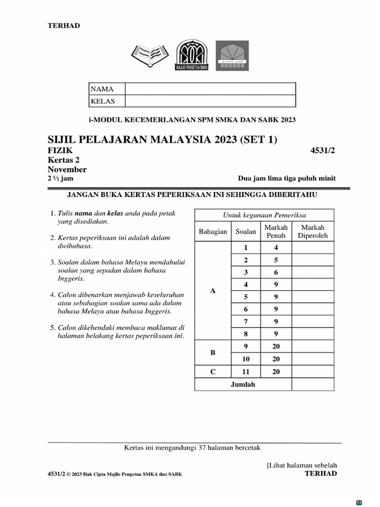 2023 Smka Sabk Fizik k2 | PDF