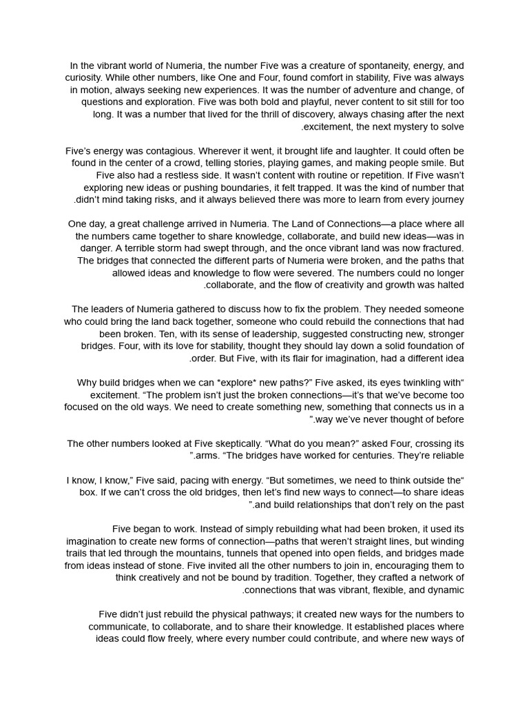 Story Number 5 | PDF | Creativity