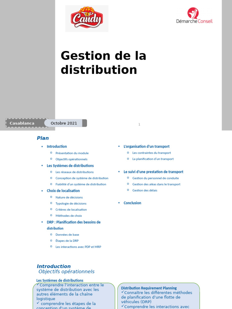 Module - Gestion de La Distribution TOP CANDY | PDF | Transport | Planification