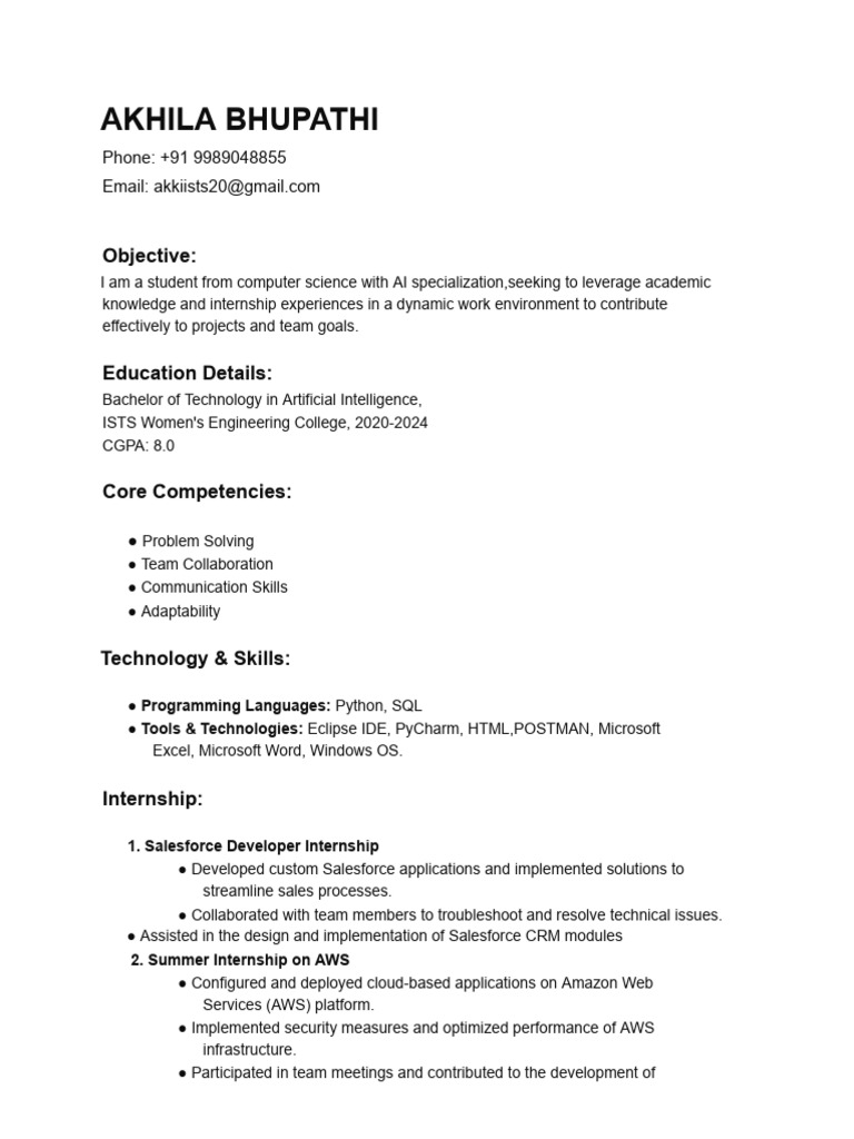 Akhila’s resume | PDF | Artificial Intelligence | Intelligence (AI) & Semantics