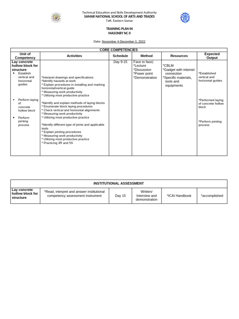 Training Plan MAS CORE | PDF | Concrete | Building Engineering