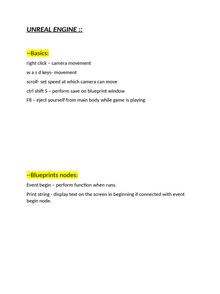 Unreal Engine Basics Guide | PDF