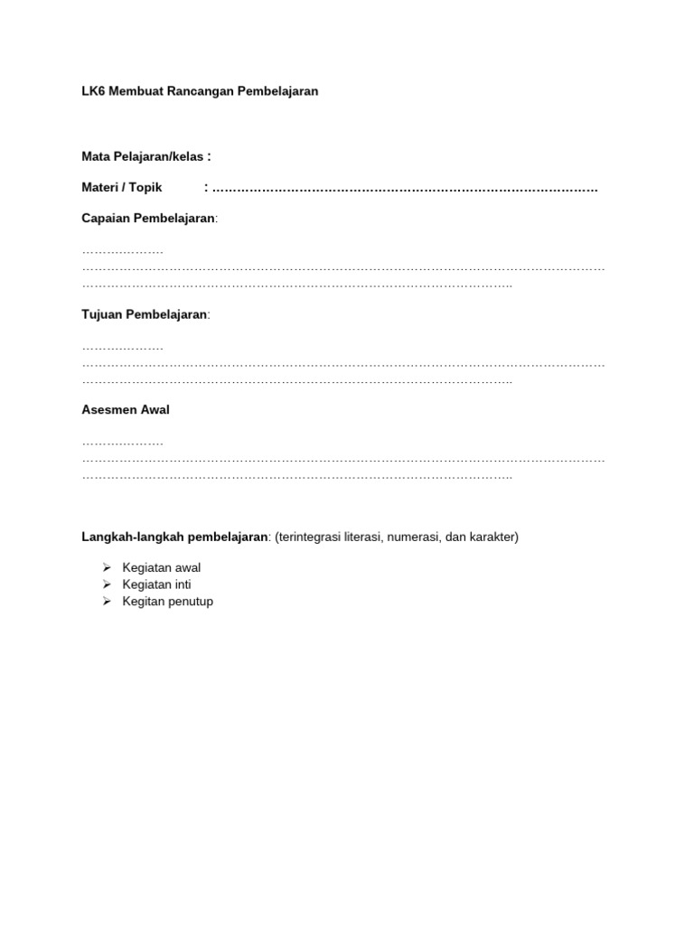 LK6 Membuat Rancangan Pembelajaran Rev | PDF