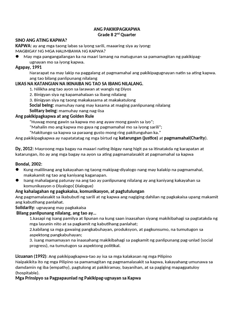 ANG-PAKIKIPAGKAPWA Outline | PDF