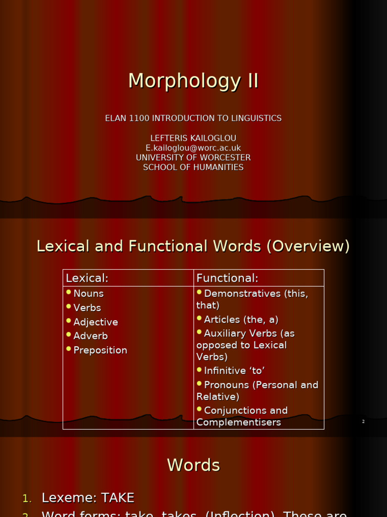 Morphology II | PDF | Morphology (Linguistics) | Word