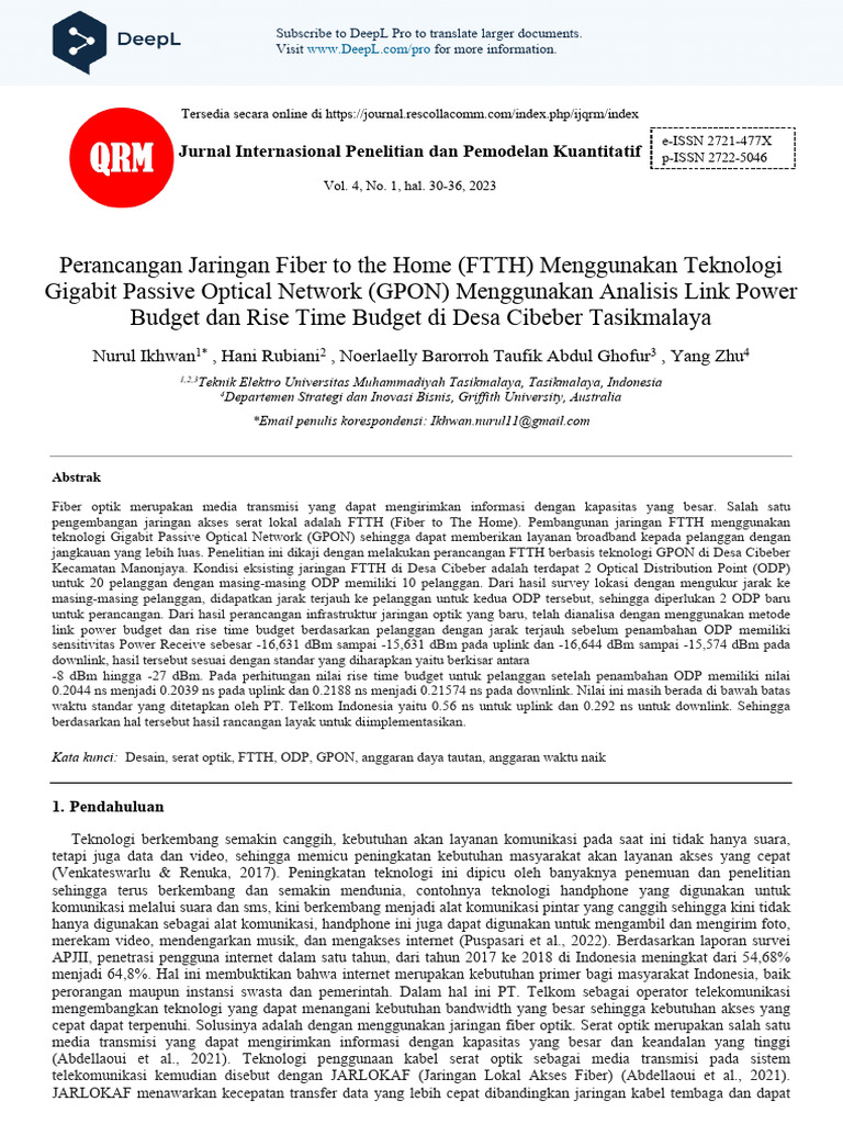 Fiber To The Home (FTTH) Network Design Using Gigabit Passive Optical ...