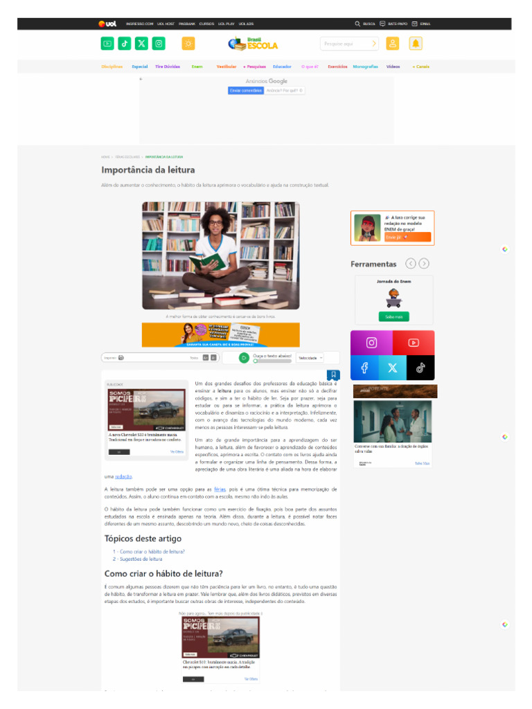 Screencapture Brasilescola Uol BR Ferias A Importancia Leitura HTM 2024 11 13 06 - 43 - 21 | PDF