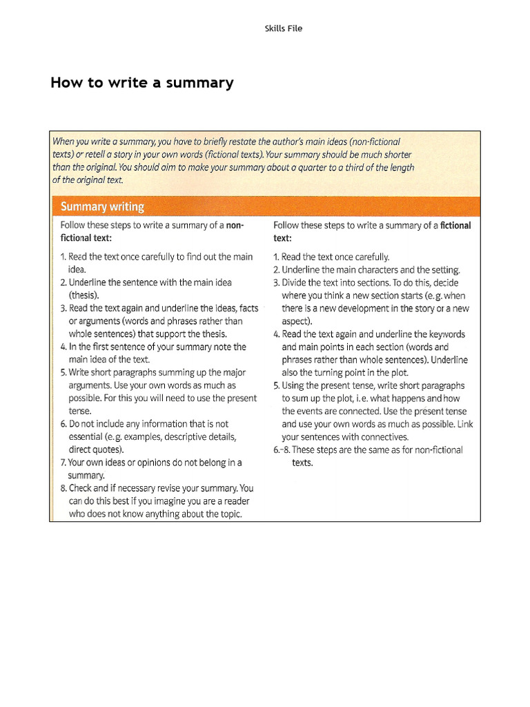 How To Write A Summary | PDF