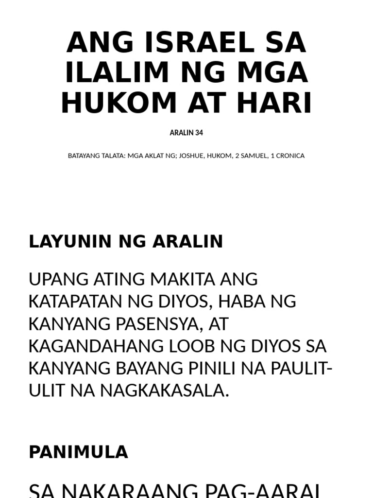 Ang Israel Sa Ilalim NG Mga Hukom at | PDF