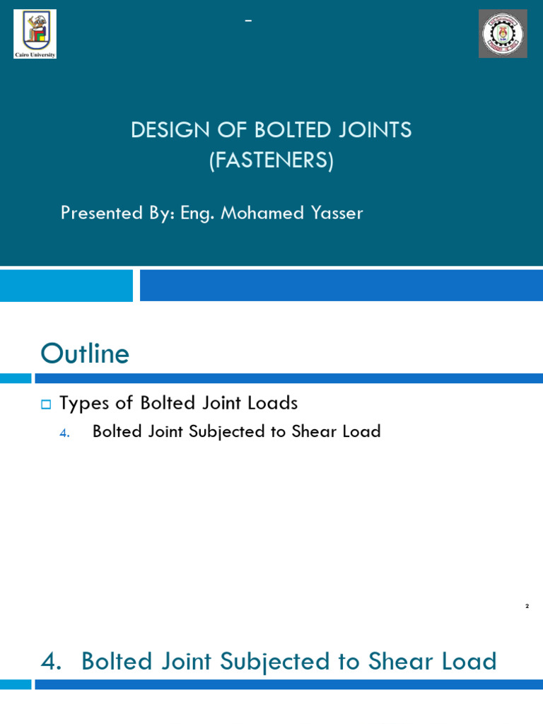 Design of Bolted Joints (Fasteners) - Part 4 | PDF | Mechanics ...