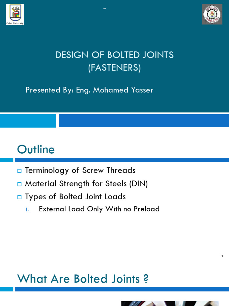 Design of Bolted Joints (Fasteners) - Part 1 | PDF | Screw | Strength ...