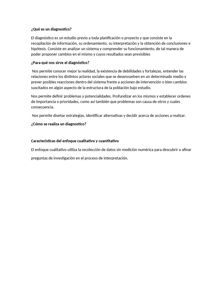 Qué Es Un Diagnostico | PDF
