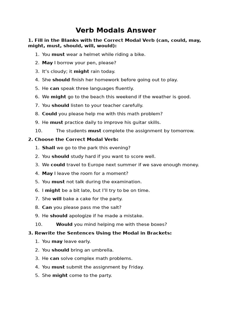 Verb Modals Set Answer F | PDF | Career & Growth | Foreign Language Studies