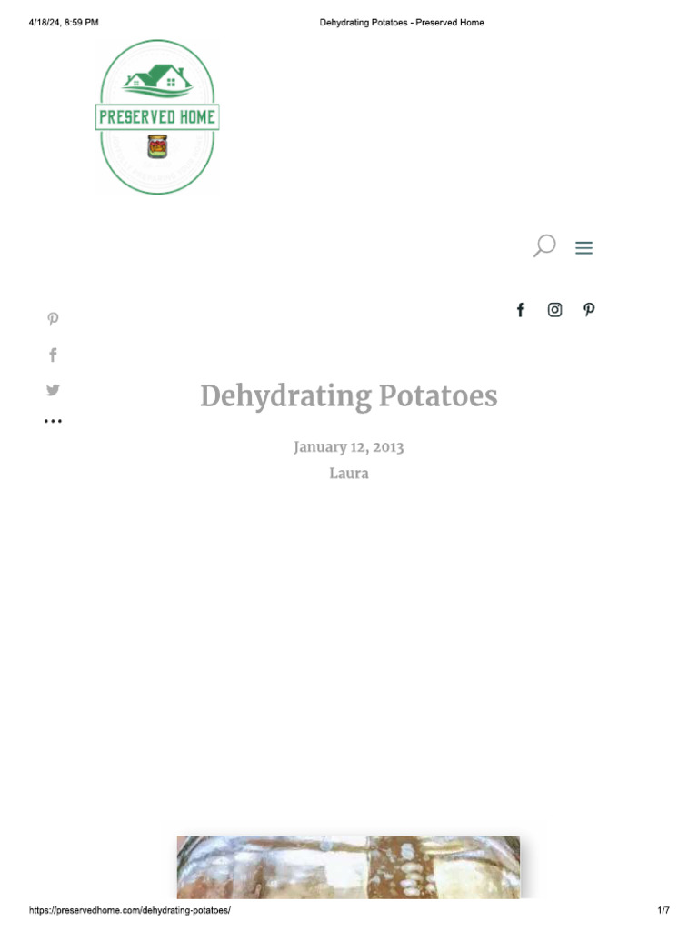 Dehydrating Potatoes | PDF
