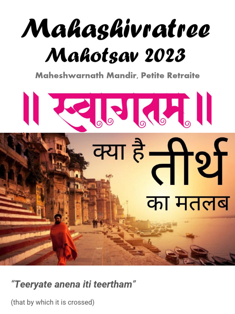 Kanwars and Tirth Yatra Mahatwa - Mahashivratree Mahotsav 2023 - Pt. Tej Balkissoon | PDF ...