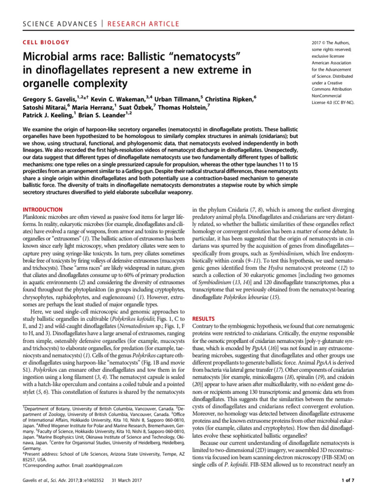 Gavelis Et Al - 2017 - Microbial Arms Race | PDF | Biology