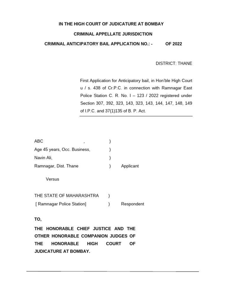 Anticipatory Bail Application by Accused | PDF | Bail | Assault