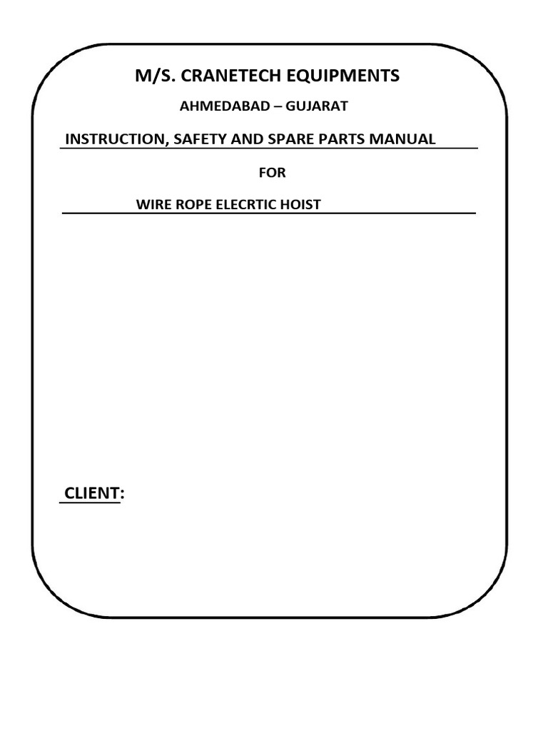 Manual - Wire Rope Electric Hoist | PDF | Switch | Elevator