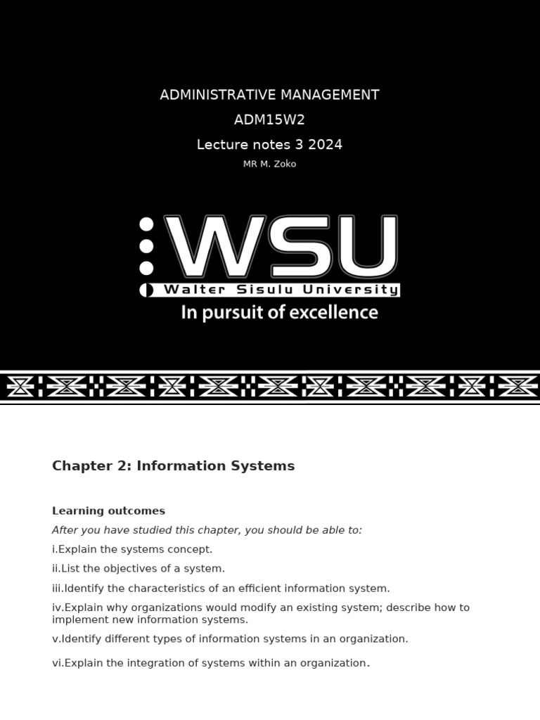 ADM15W2 Chapter 2 Lecture Note 1 | PDF | System | Information