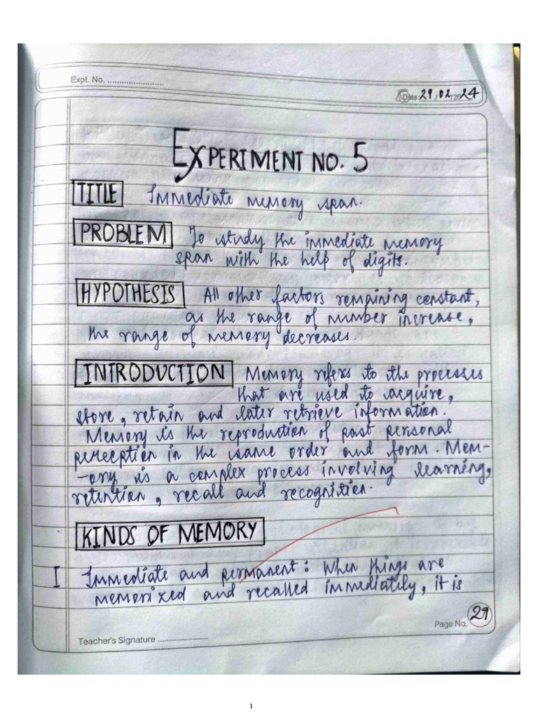 Immediate Memory Span | PDF