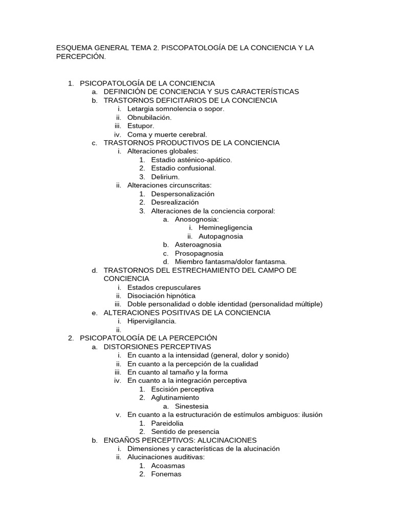 Tema 3 Esquema | PDF | Alucinación | Percepción