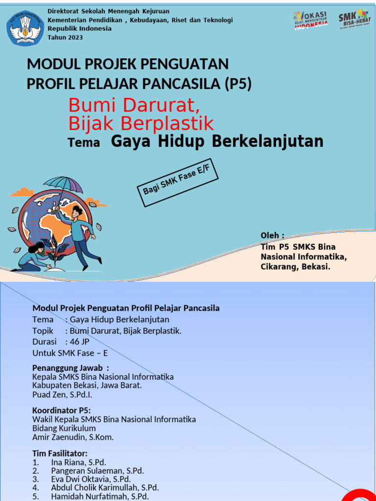 Modul Projek Gaya Hidup Berkelanjutan - Bumi Darurat, Bijak Berplastik ...