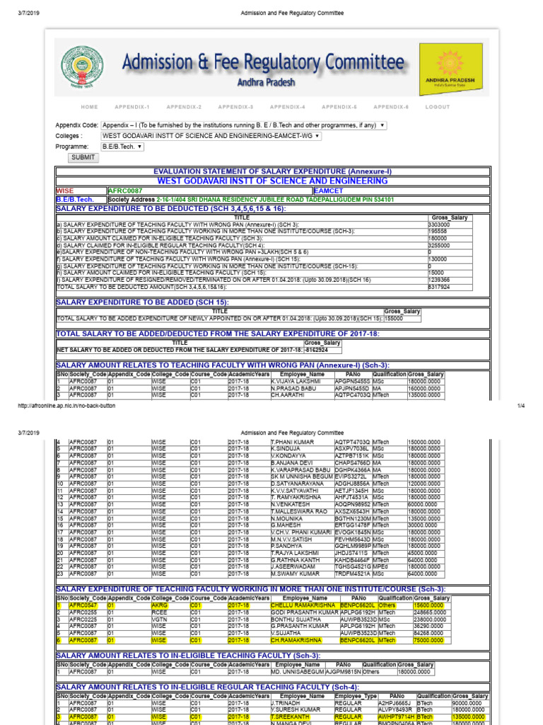 Admission and Fee Regulatory Committee | PDF