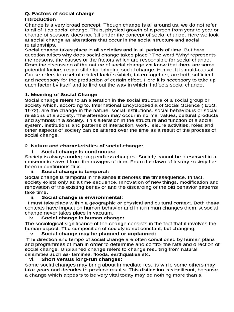 Factors of Social Change P | PDF | Demography | Society