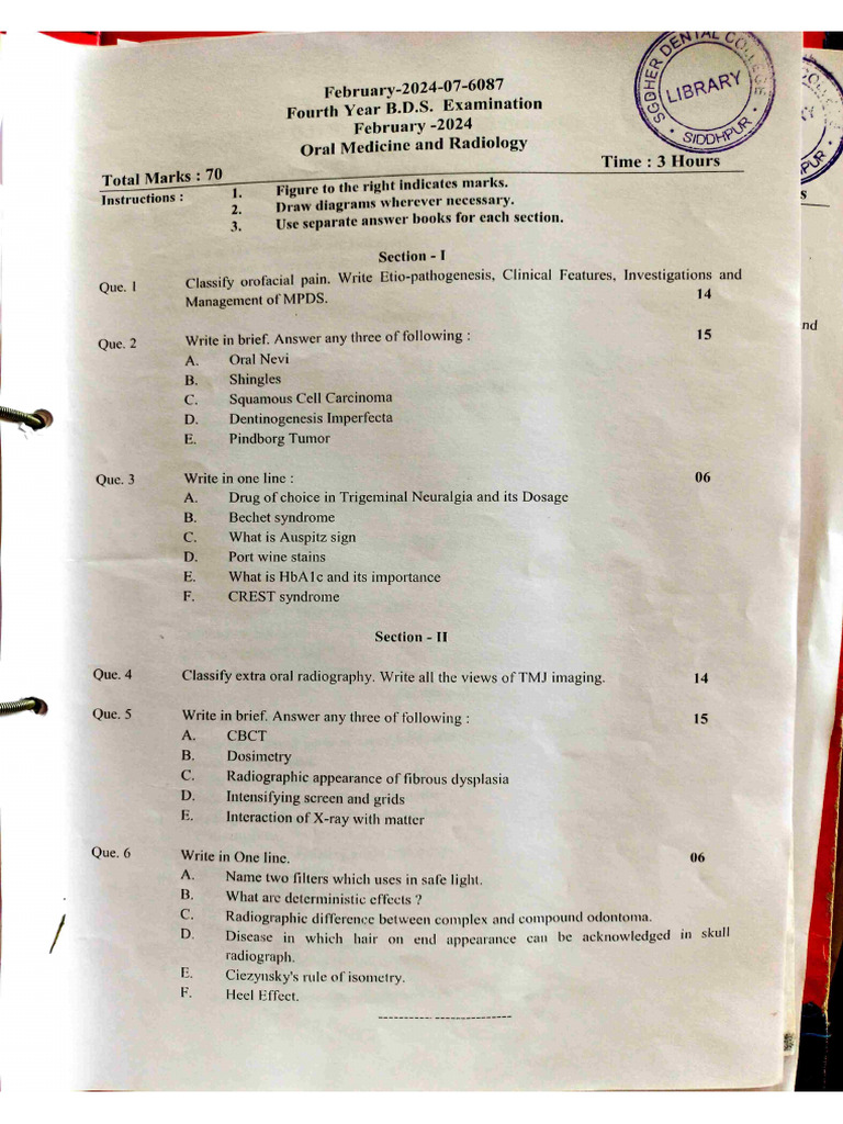 OMRD Past Papers | PDF