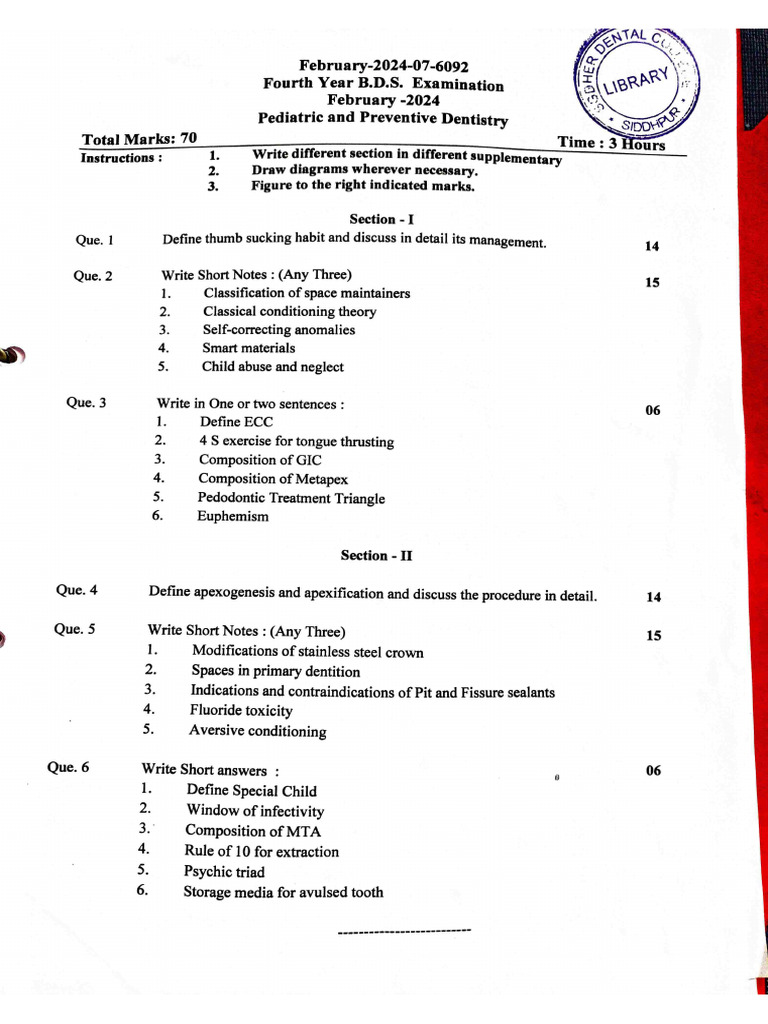 Pedo Past Papers | PDF