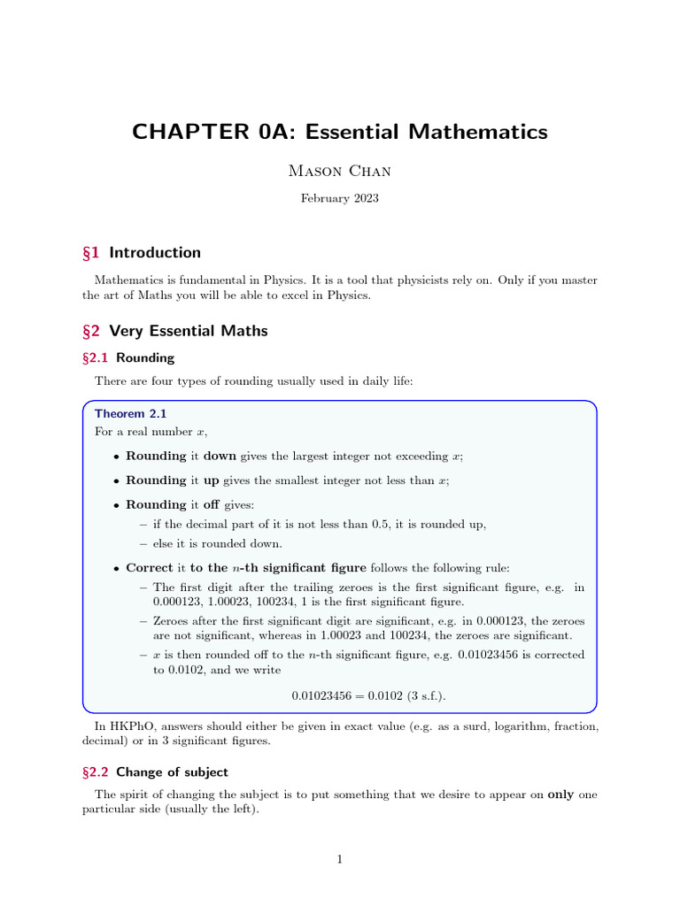 Essential Math Concepts for Physics | PDF | Quadratic Equation | Rounding