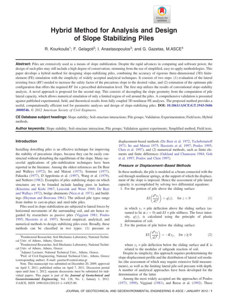 Gelagoti Et Al 2011 Hybrid Method For Analysis and Design of Slope ...