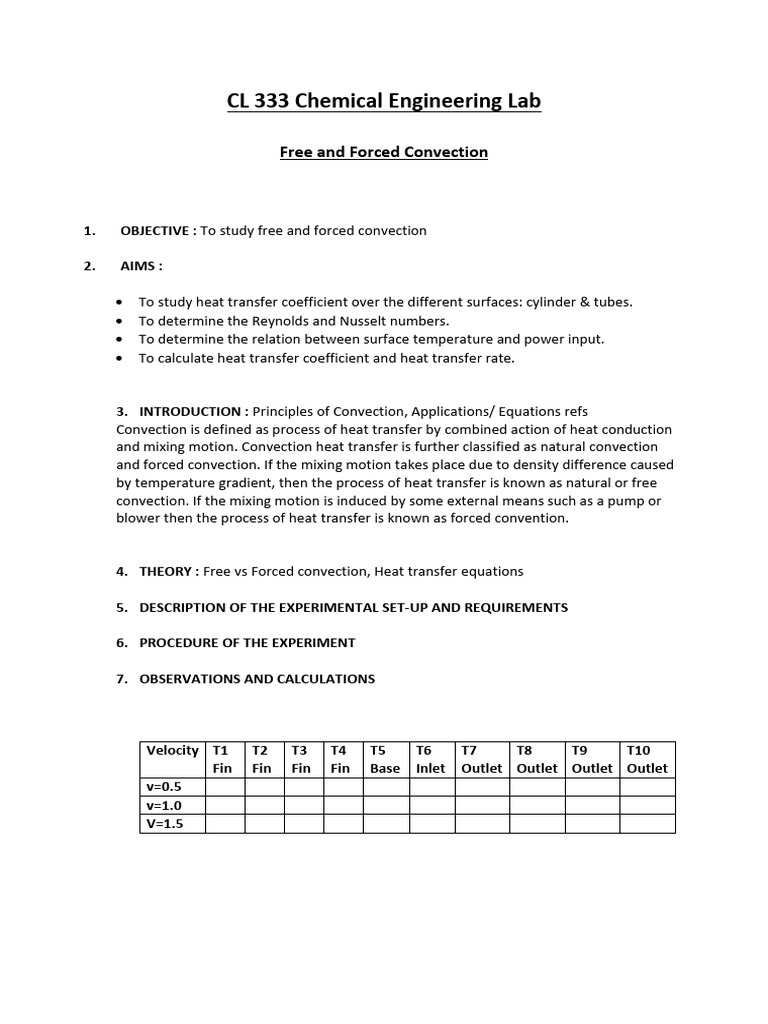 CL 333 Chemical Engineering Lab - 2024 - Report Format | PDF | Heat ...