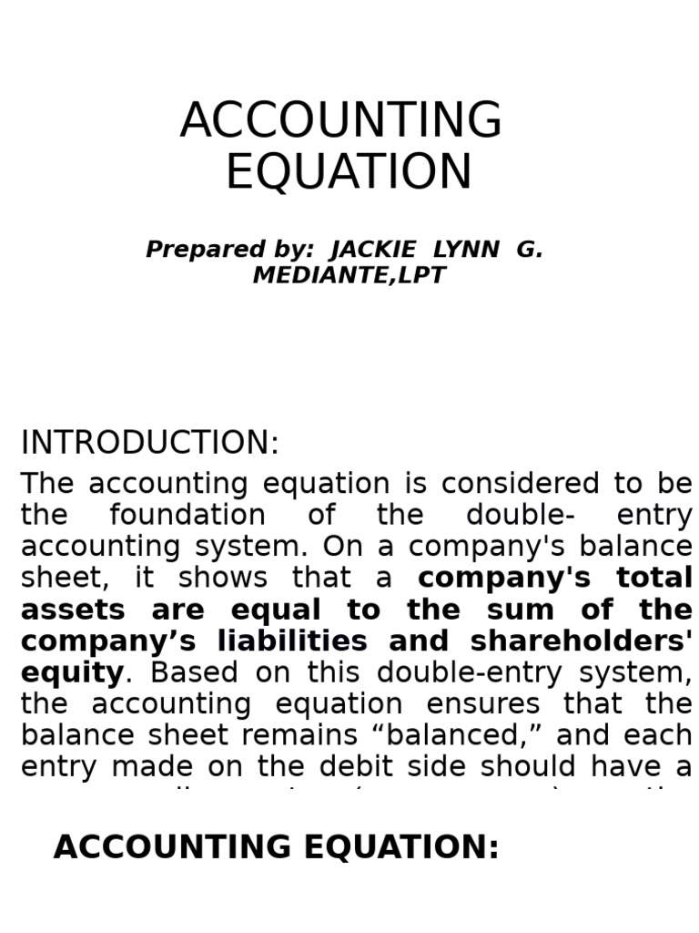 Accounting Equation | PDF | Expense | Banks
